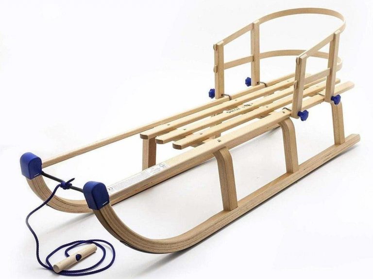 Wooden Snow Sled 43'' Davos with Backrest - Snowsledsonline.com